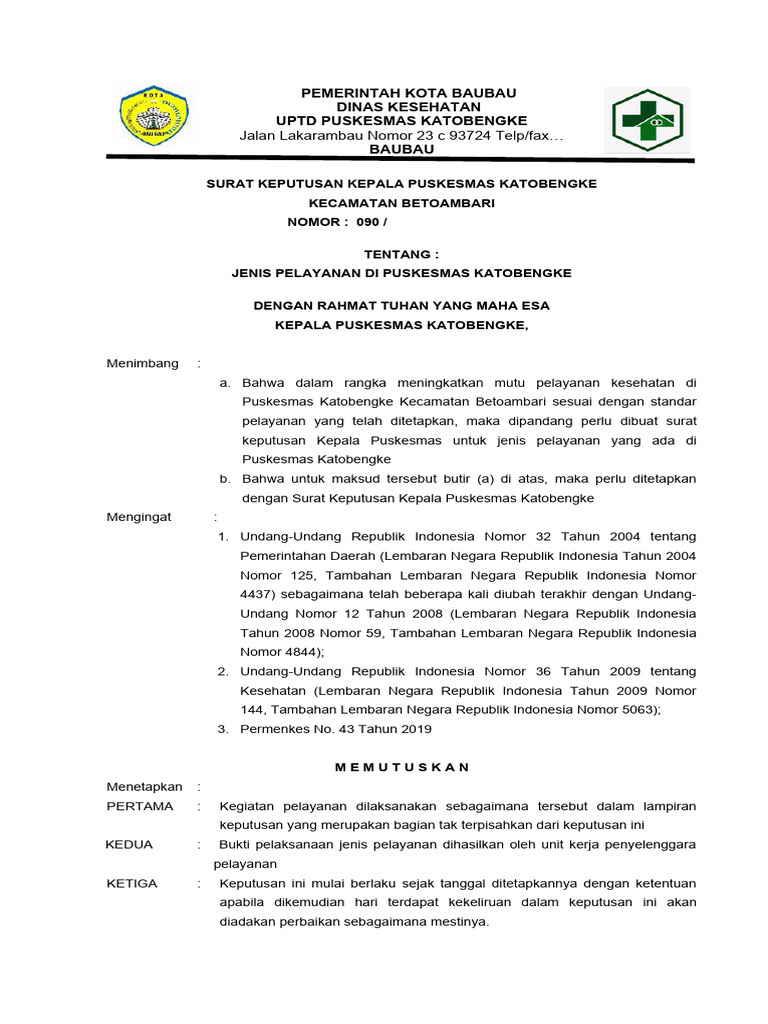 2.7.1.EP. 1 Contoh SK TENTANG PENETAPAN JENIS LAYANAN UKM PENGEMBANGAN ...