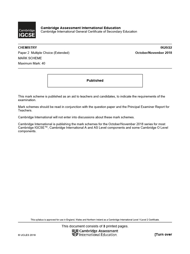 2018 October IGCSE Chemistry Past Paper 2-Key | PDF | Student ...