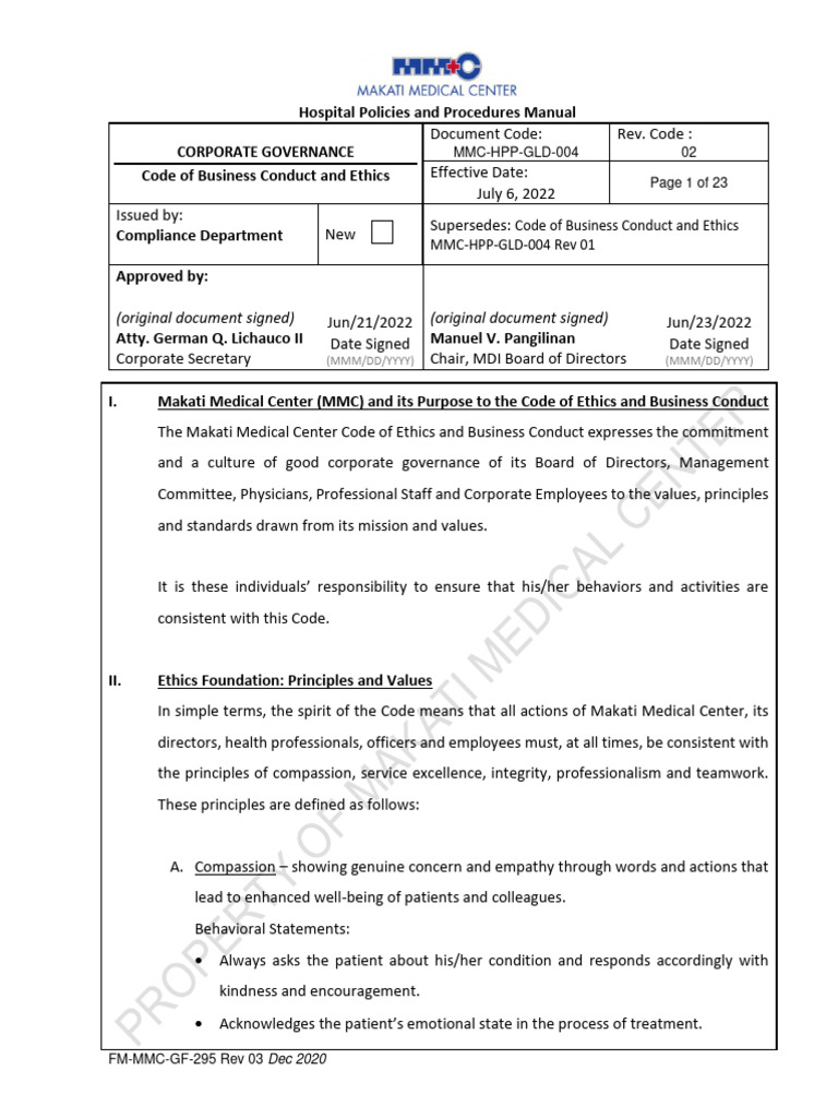 Code of Business Conduct and Ethics 2022 | PDF | Business Ethics ...