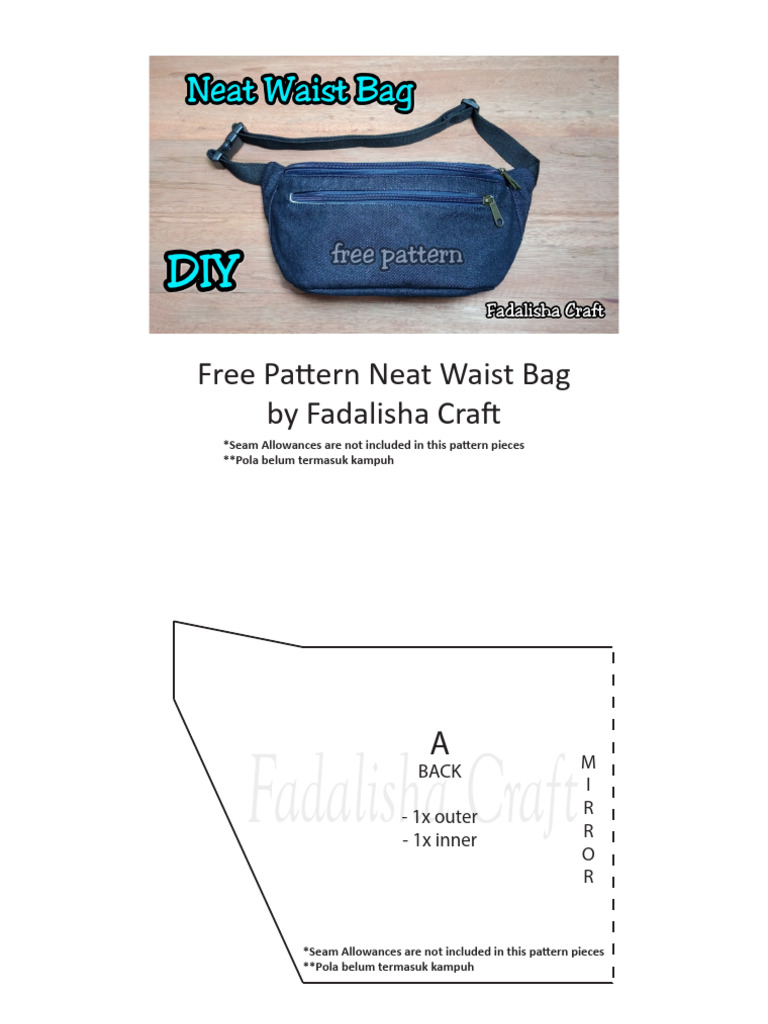 Neat Waist Bag Free Pattern by Fadalisha Craft | PDF