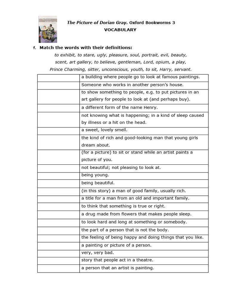 Vocabulary Guide for Dorian Gray | PDF | General Fiction