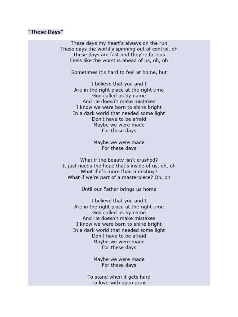 Made for These Days: A Hopeful Anthem | PDF