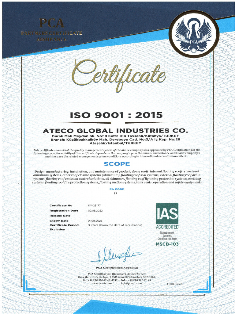 ATECO ISO Certificate | PDF