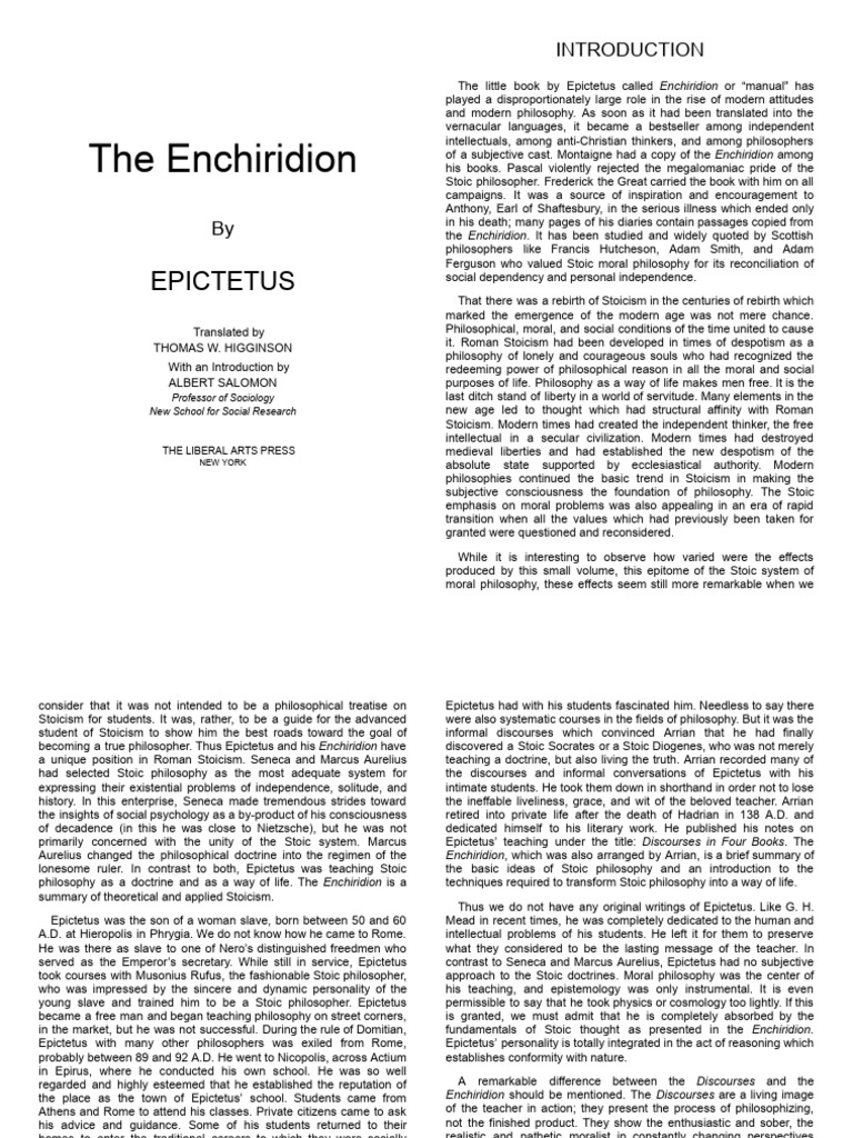 Epictetus - The Enchiridion | PDF | Ethical Schools And Movements ...