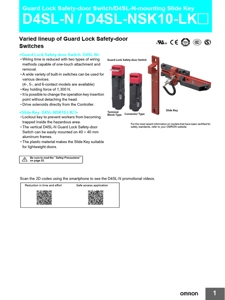 D4SL-N Guard Lock Switch Overview | PDF | Electrical Connector | Switch