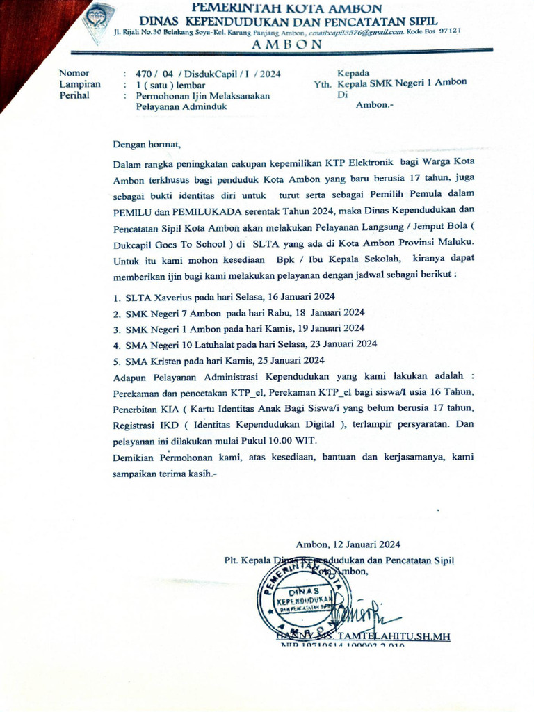 Surat Dukcapil | PDF