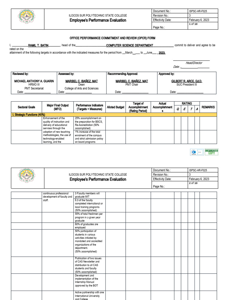 ISPSC New Format IPCR Template - MSWORD | PDF | Thesis | Educational Assessment