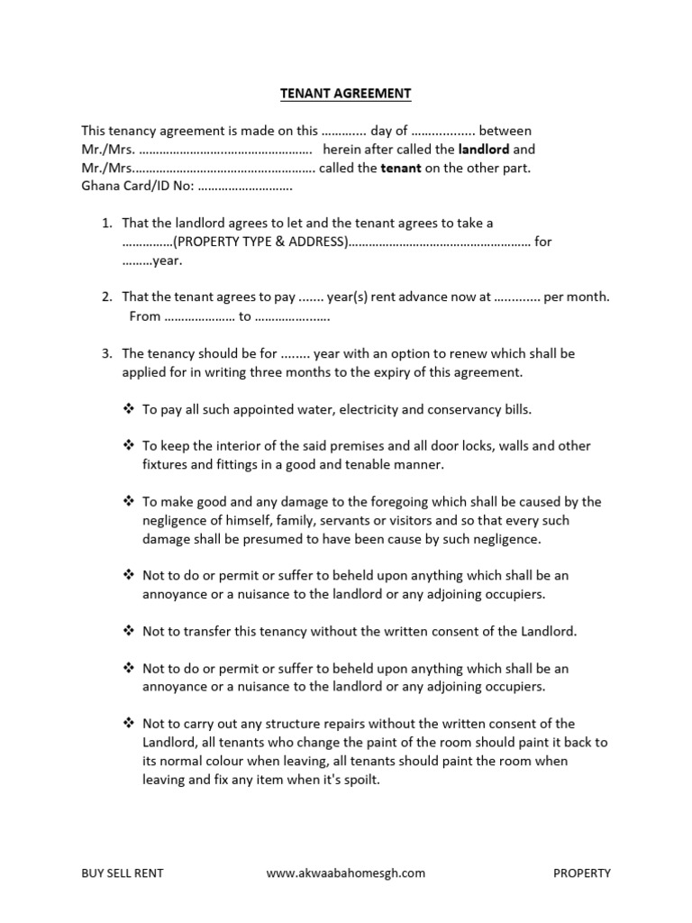 Tenant Agreement General | PDF | Leasehold Estate | Landlord