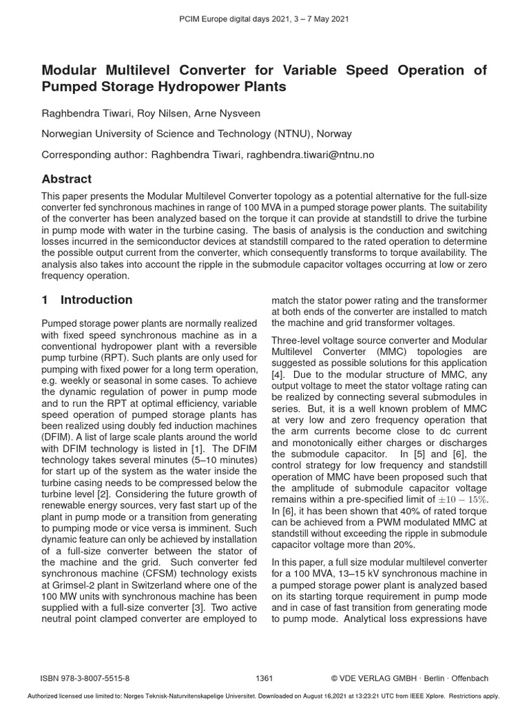 3 PCIM-2021 Modular Multilevel Converter For Variable Speed Operation ...