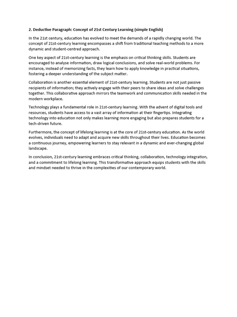 Example of Deductive Paragraph | PDF