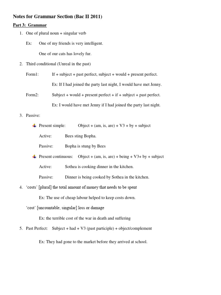 Back II 20211 Grammar Point | PDF | Verb | Linguistics