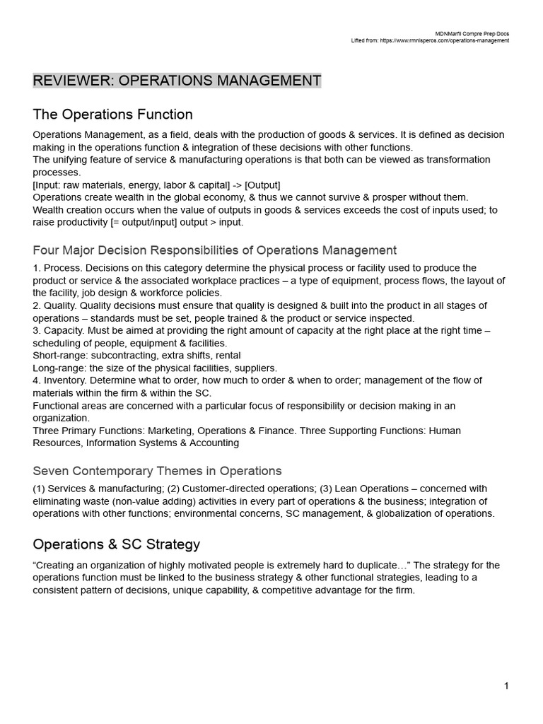 Operations Management | PDF | Lean Manufacturing | Inventory