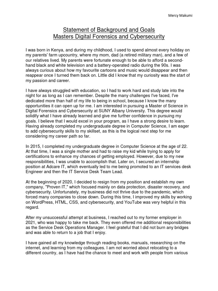 Statement of Background and Goals | PDF