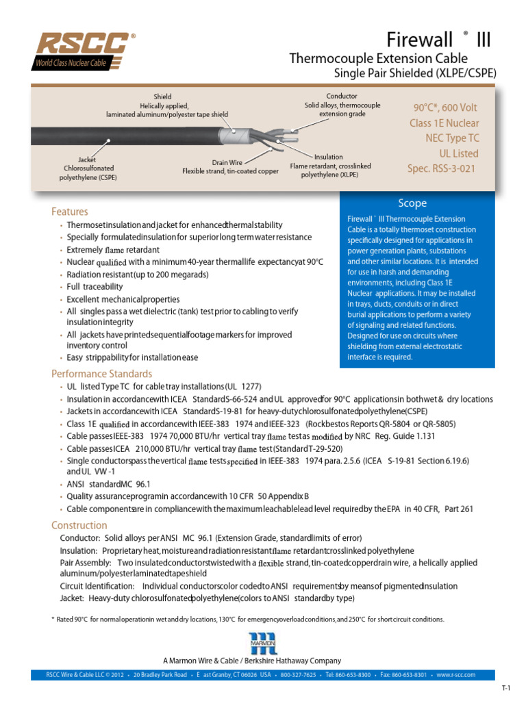 Firewall III Single Shielded Pair | PDF | Thermocouple | Insulator ...