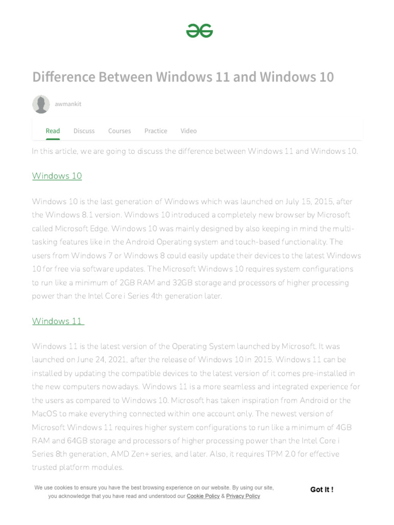 Key Differences: Windows 10 vs 11 | PDF | Windows 10 | Microsoft Windows