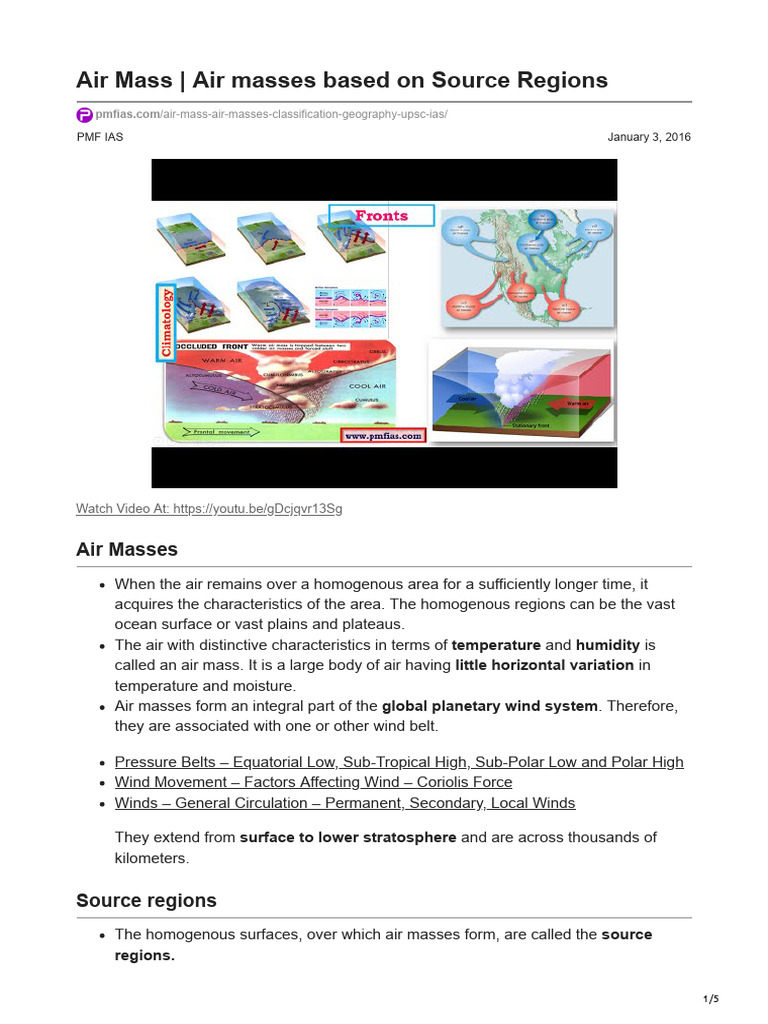 Air Mass Air Masses Based On Source Regions | PDF | Atmosphere Of Earth ...