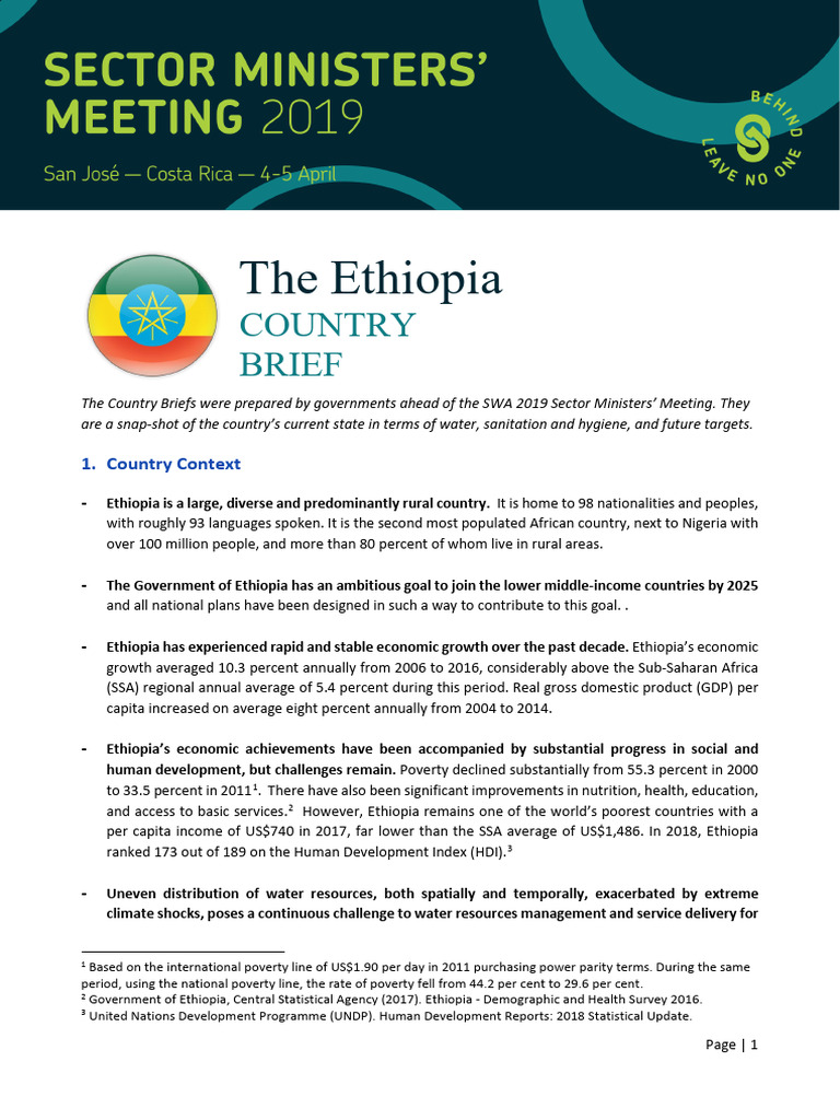 Ethiopia Wash Sector Country Brief | PDF | Wash | Sanitation