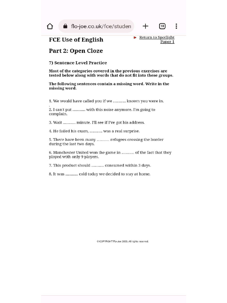 OPEN CLOZE Exercises | PDF