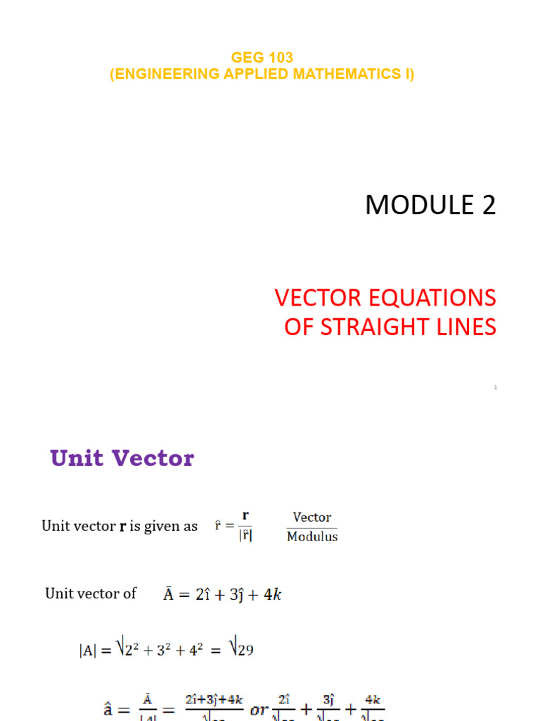 Module 2 (Vectors - Straight Lines) PDF | PDF