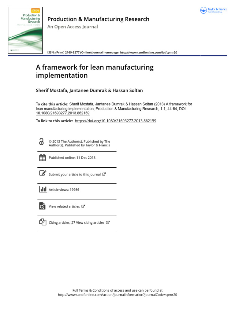 A Framework For Lean Manufacturing Implementation | PDF | Lean Manufacturing | Methodology