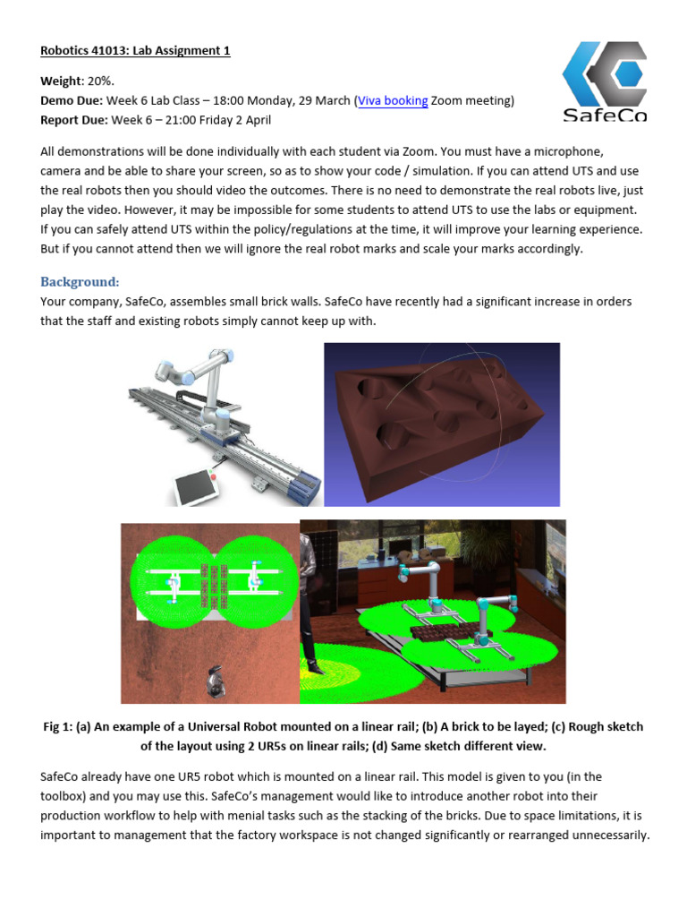 Lab Assignment 1 - Dual Cobot Assembly Task | PDF | Robot | Robotics