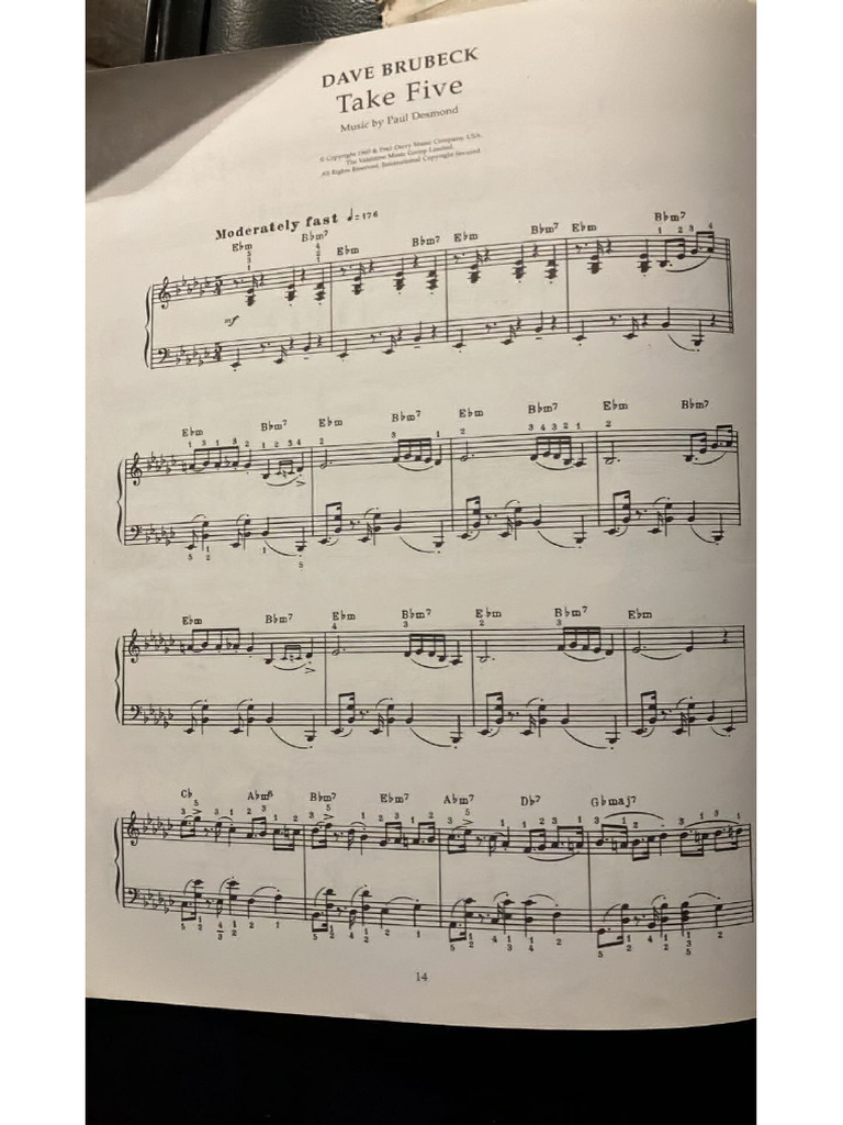 Take 5 piano sheet music | PDF