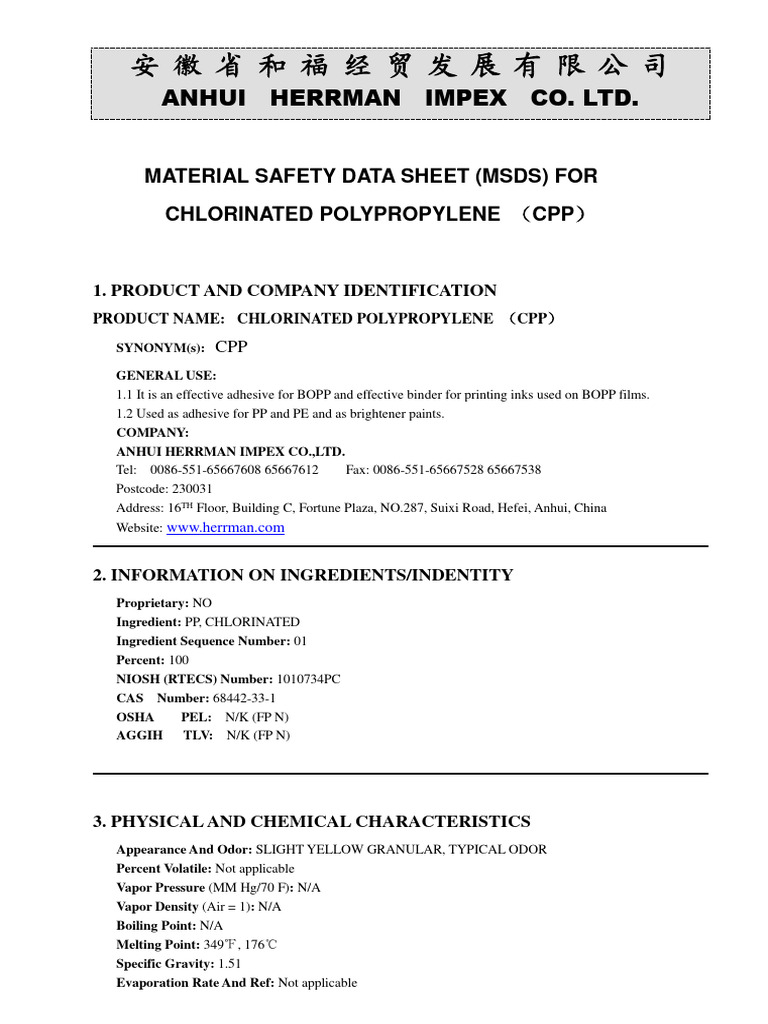 CPP MSDS | PDF | Waste | Hazards