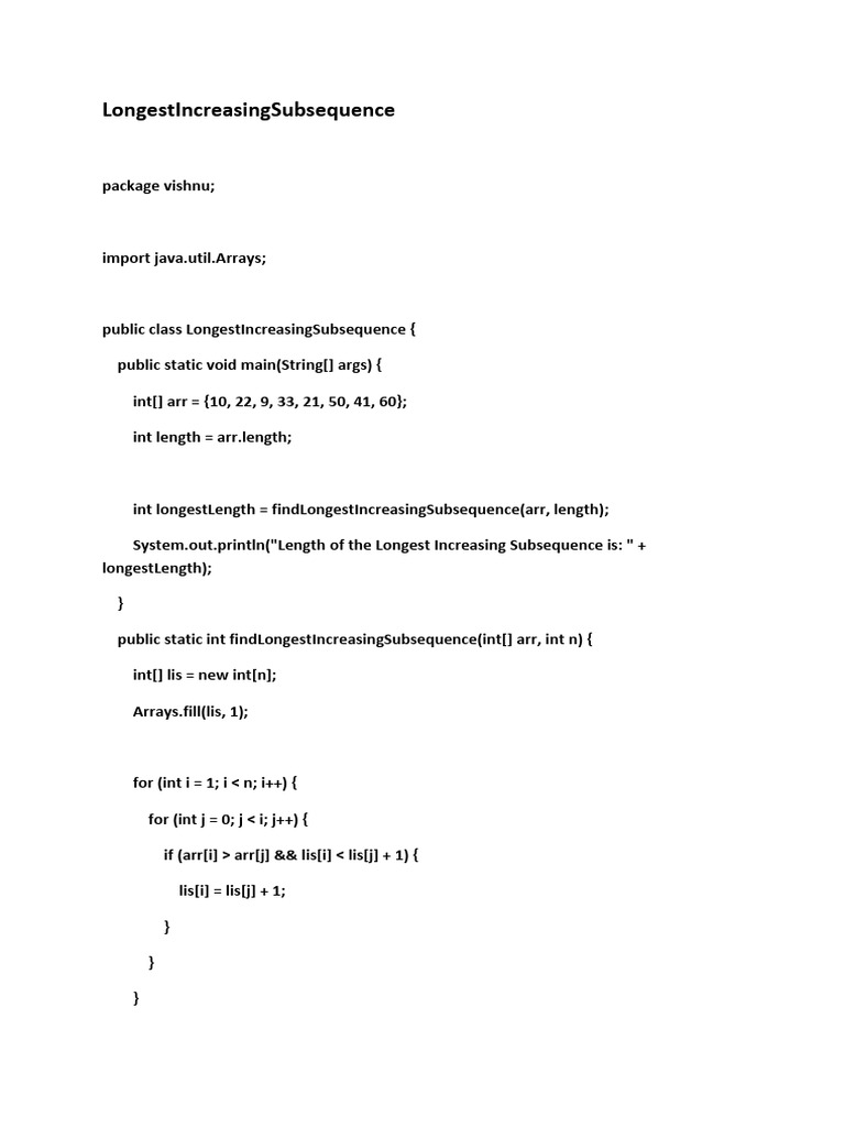 Longest Increasing Sub Sequence | PDF | Teaching Methods & Materials | Computers
