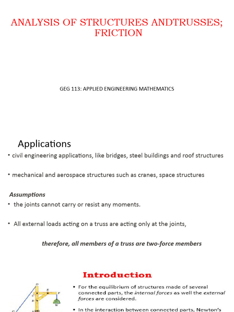 Module 11 (Structures, Trusses & Friction) | PDF