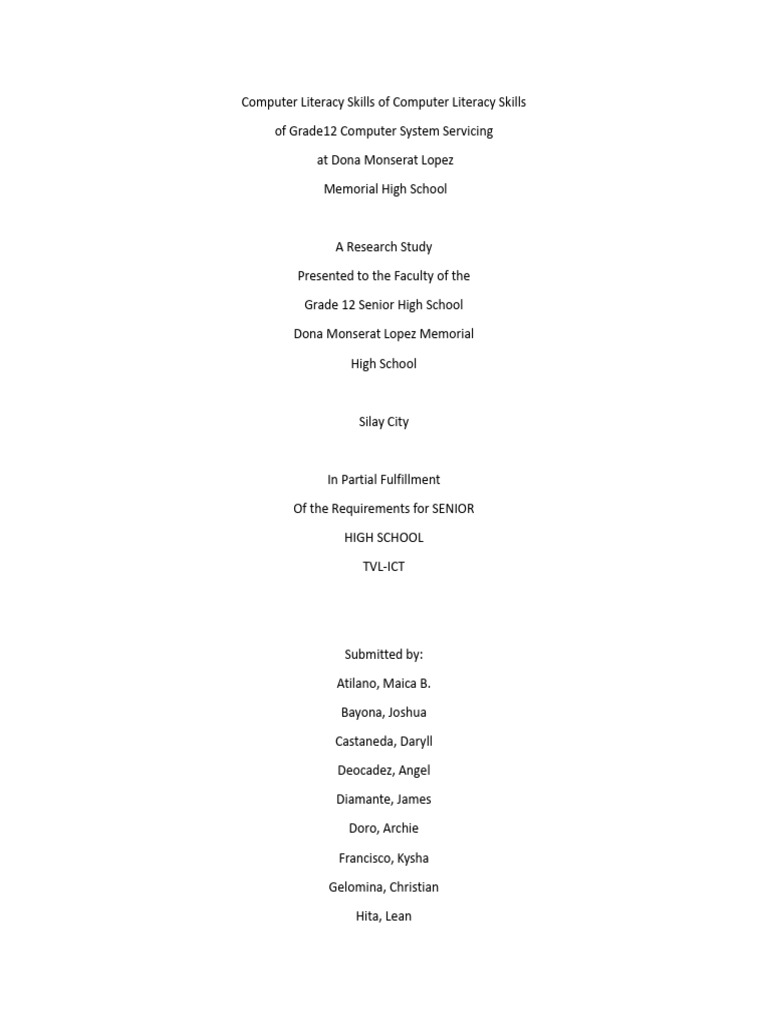 Computer Literacy Skills | PDF | Literacy | Information