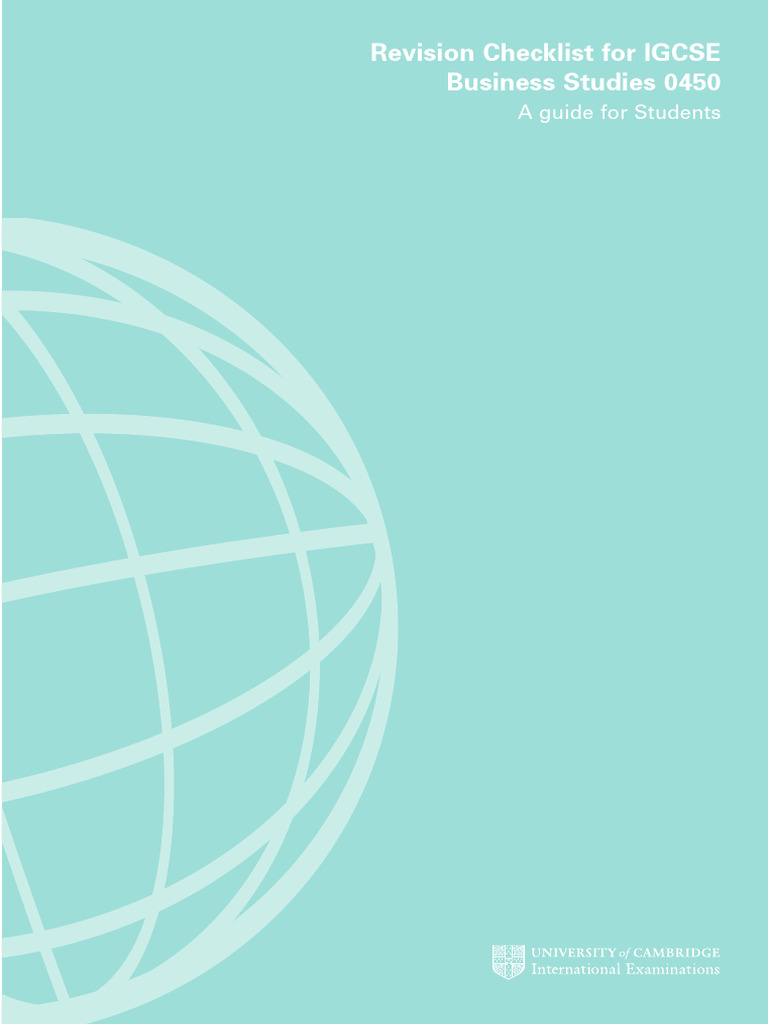 Revision Checklist For IGCSE Business ST | PDF | Marketing | Demand