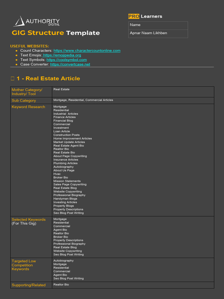 (Template) Gig Structure Template 2022 - PRO | PDF | Search Engine ...