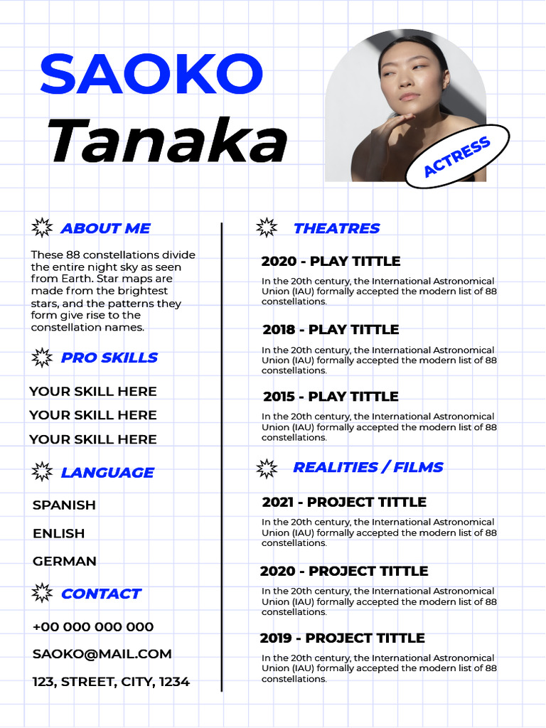 Wepik Modern Saoko Tanaka Actress Resume 20231228120344fPMd | PDF