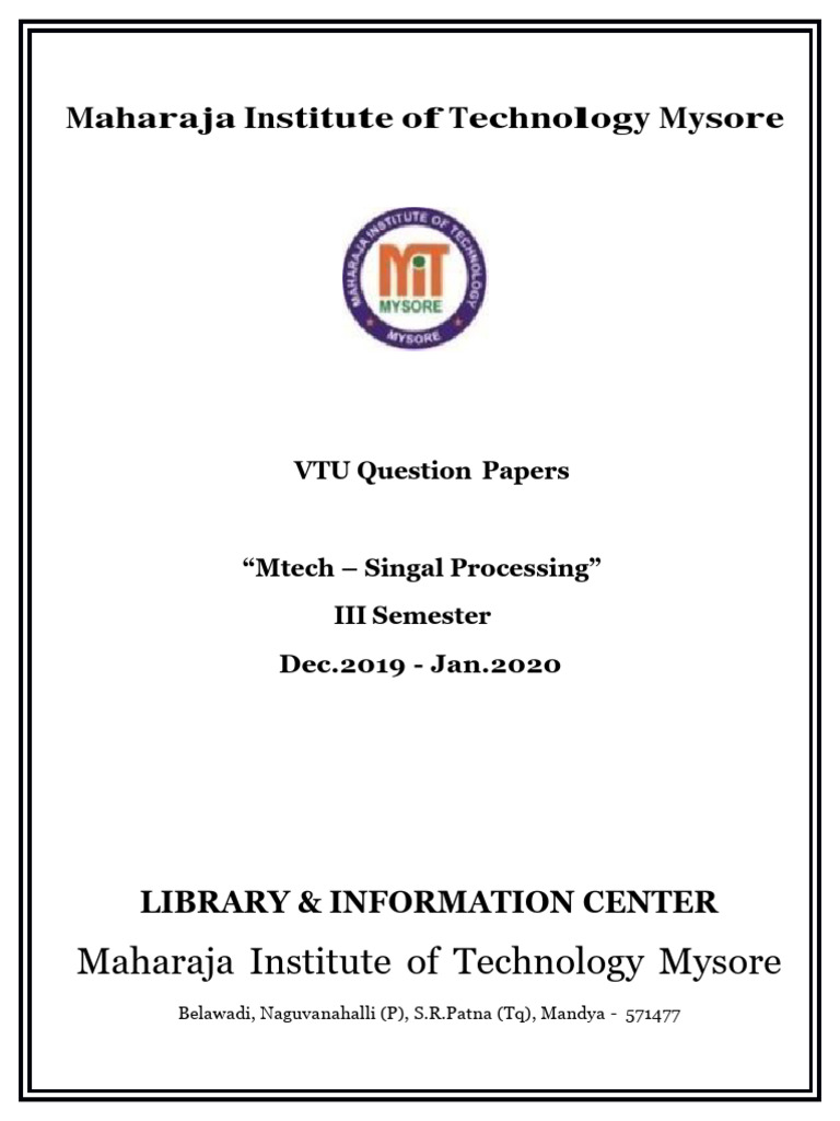 VTU M.Tech Question Papers: Signal Processing | PDF | Computer Science ...