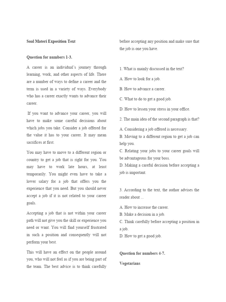 Soal Materi Exposition Text | PDF | Vegetarianism | Fat