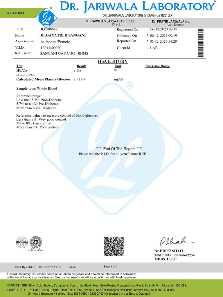 HbA1c and Lipid Profile Report | PDF | High Density Lipoprotein ...