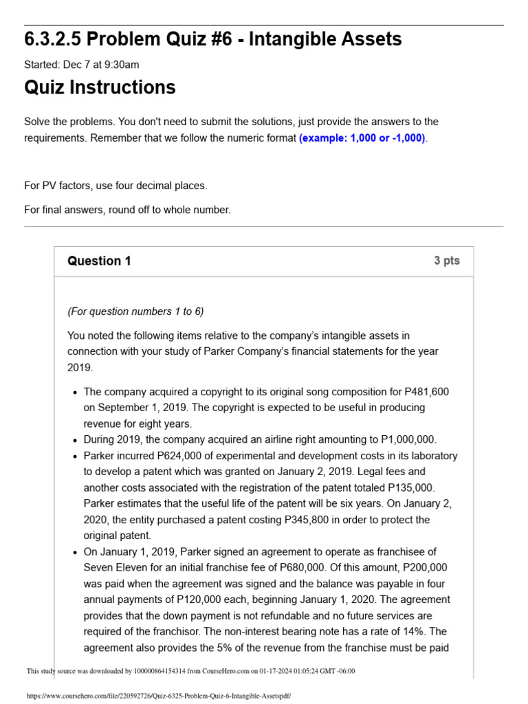 Quiz 6.3.2.5 Problem Quiz #6 | PDF