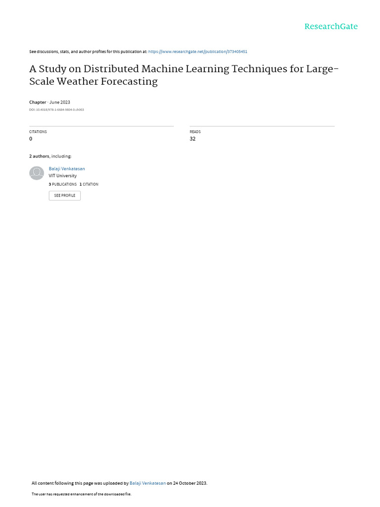 A Study On Distributed Machine Learning Techniques For Large Scale Weather Forecasting | PDF ...