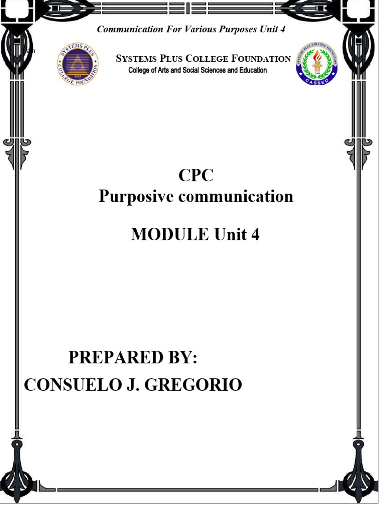 MODULE Unit 4 Purposive Communication | PDF | Essays | Communication