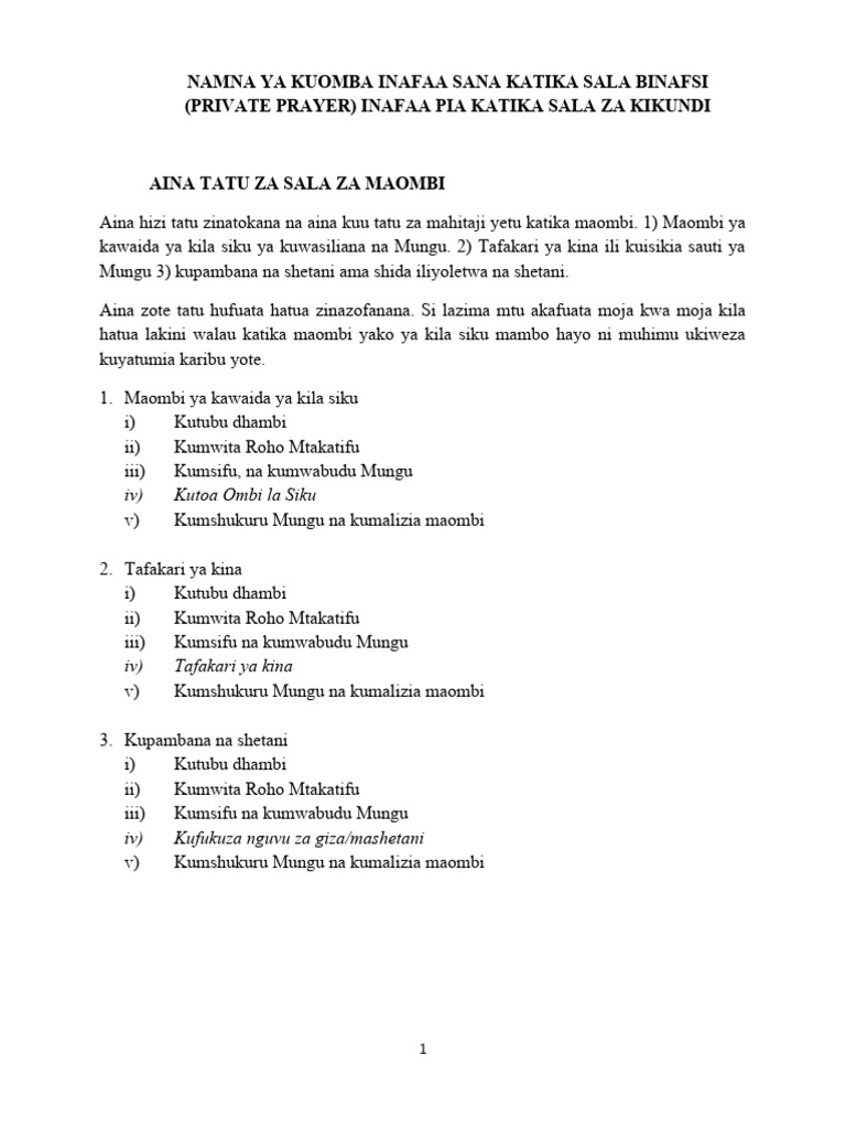 Namna Ya Kuomba | PDF