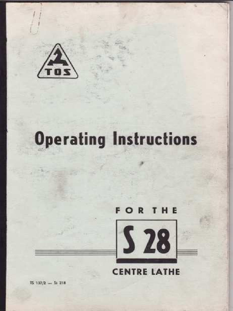 English Tos s28 Lathe Manual | PDF