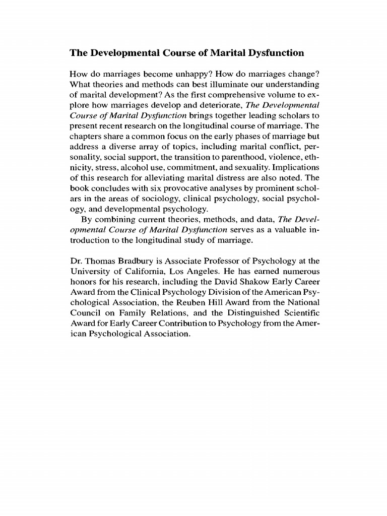 The Developmental Course of Marital Dysfunction | Download Free PDF ...