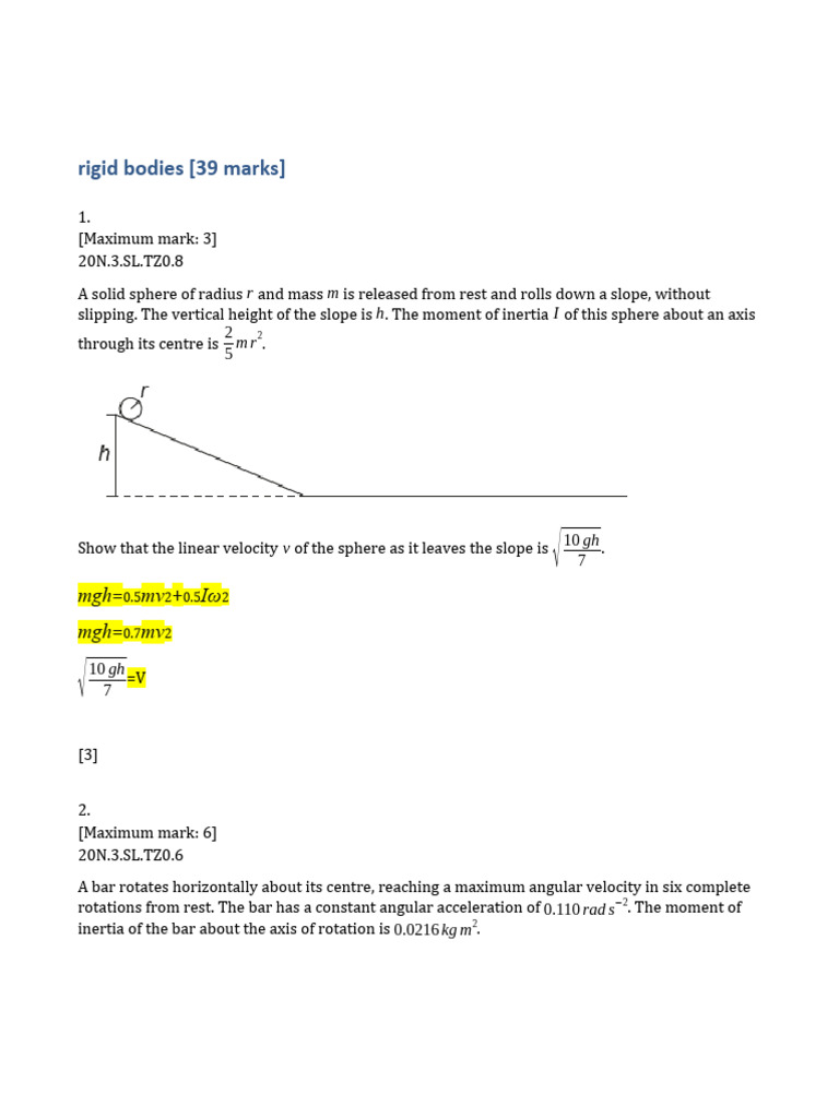 rigid bodies | PDF | Rotation Around A Fixed Axis | Torque