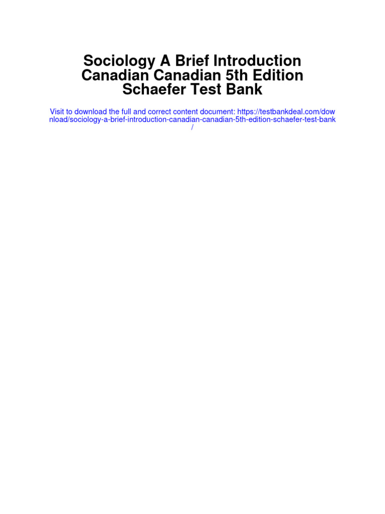 Instant Download Sociology A Brief Introduction Canadian Canadian 5th ...