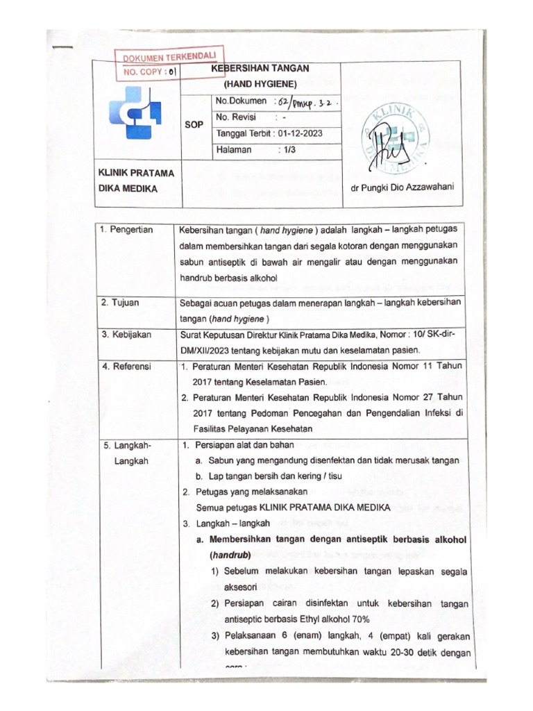 Sop Hand Hygiene | PDF