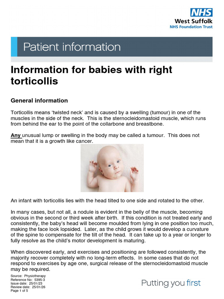Right Torticollis in Babies Guide | PDF | Musculoskeletal System ...