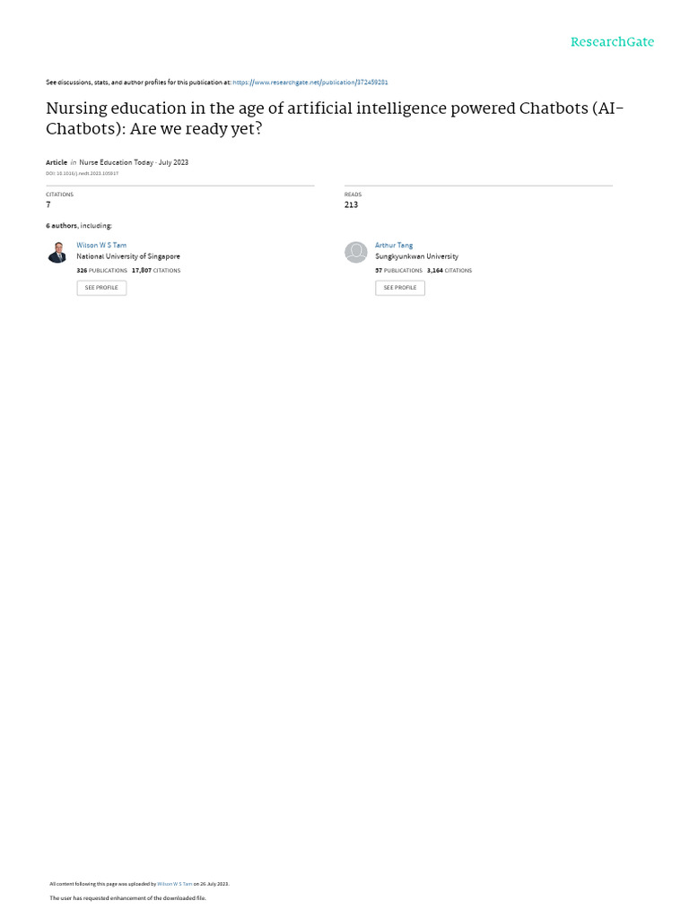 Nursing Education in The Age of Artificial Intelligence Powered Chatbots (AI-Chatbots) : Are We ...