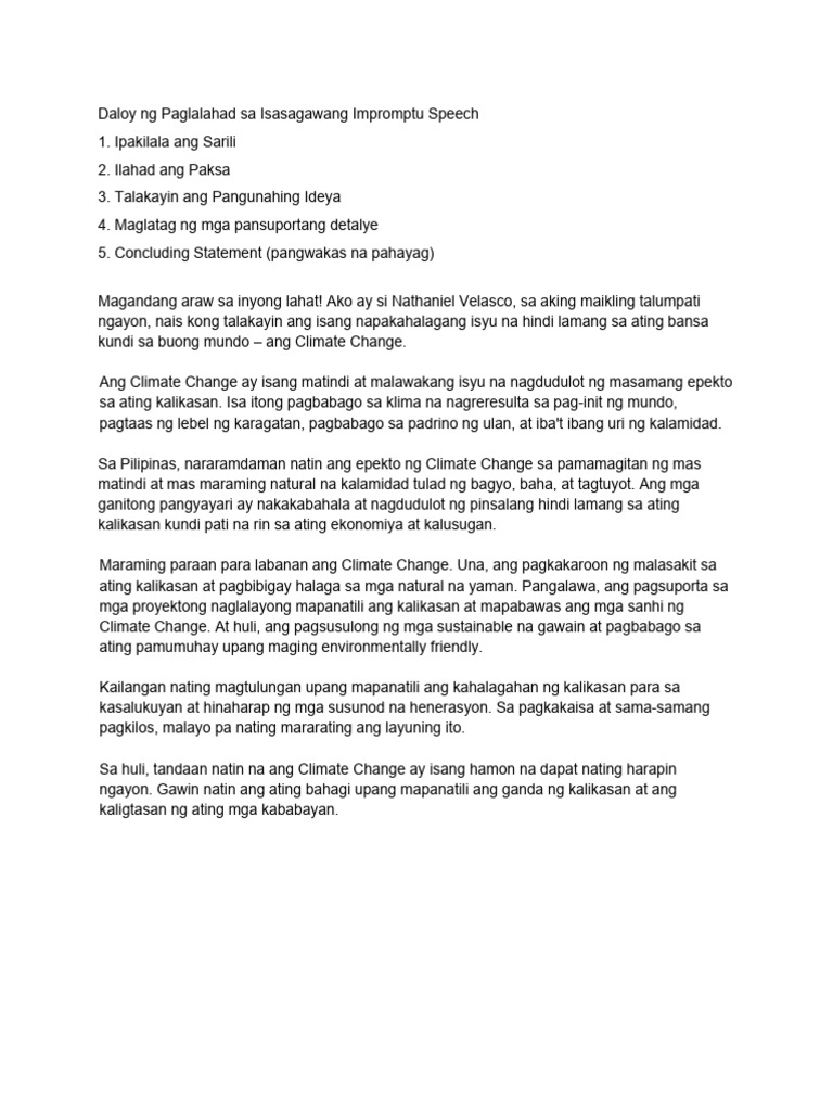 Impromptu Speech | PDF