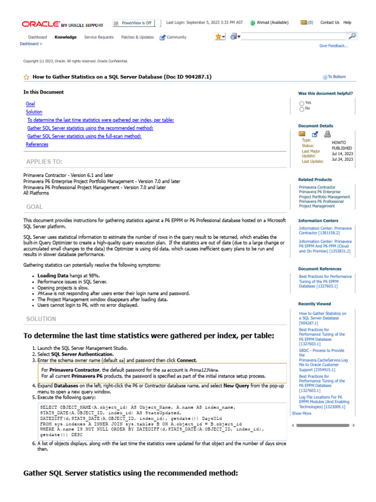 Statistics on a SQL Server | PDF | Microsoft Sql Server | Databases