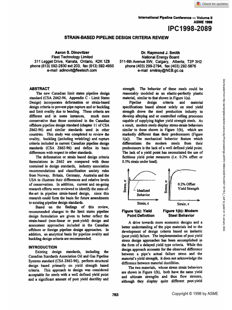 Strain-Based Pipeline Design Criteria Review | PDF | Deformation (Engineering) | Yield (Engineering)